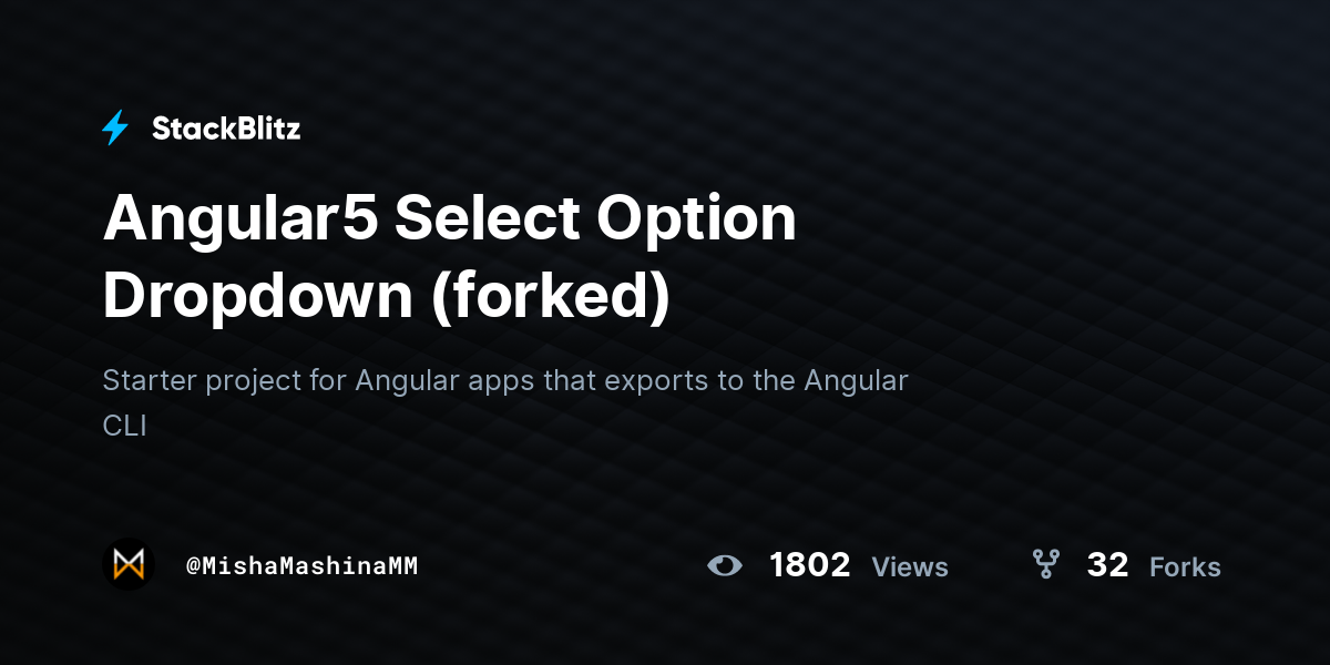 Angular5 Select Option Dropdown (forked) - StackBlitz