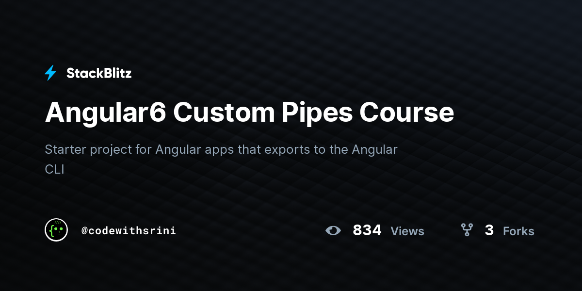 Angular6 Custom Pipes Course - StackBlitz
