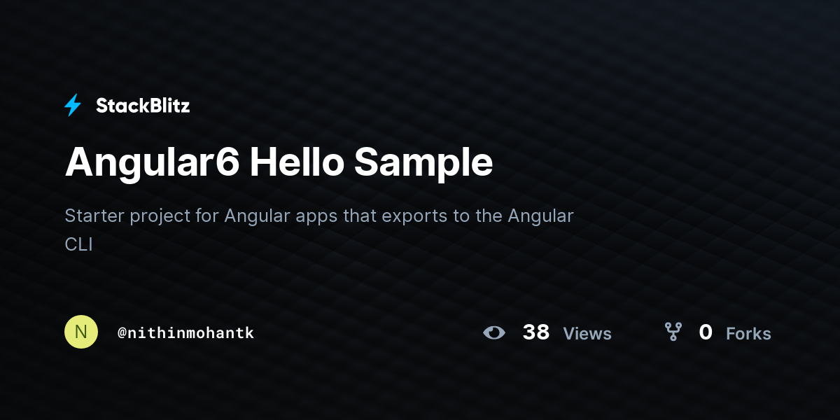 Angular6 Hello Sample Stackblitz 