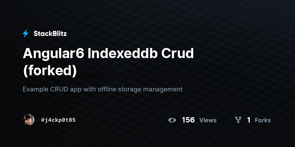 Angular6 Indexeddb Crud Forked Stackblitz