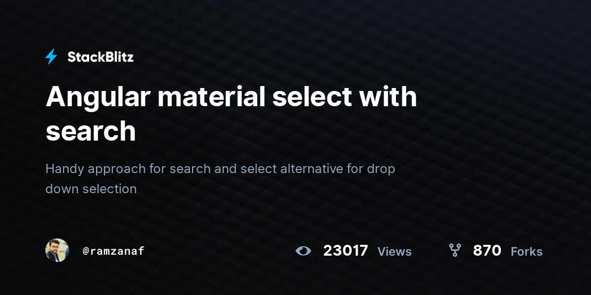 Angular material select with search - StackBlitz