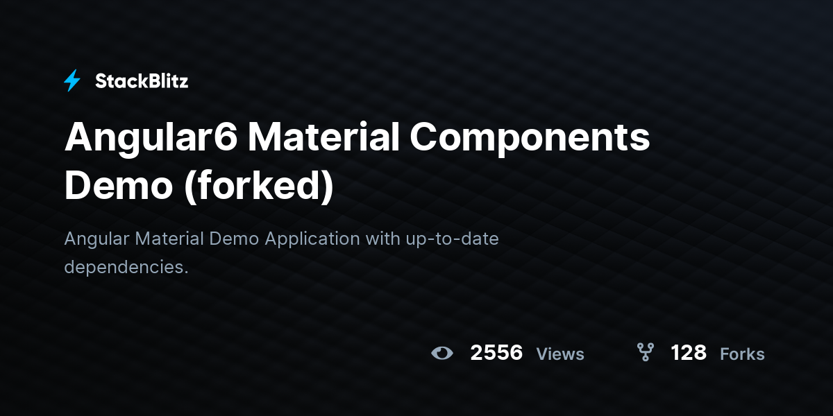 Angular6 Material Components Demo (forked) - StackBlitz
