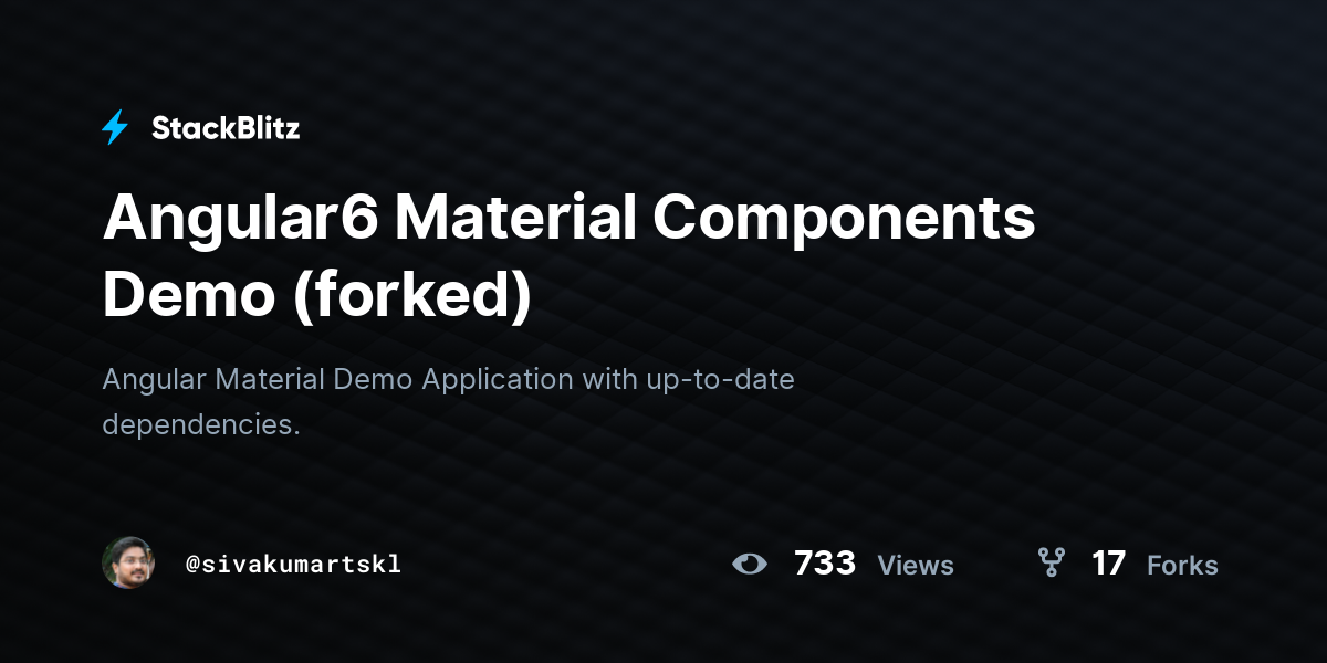 Angular6 Material Components Demo (forked) - StackBlitz