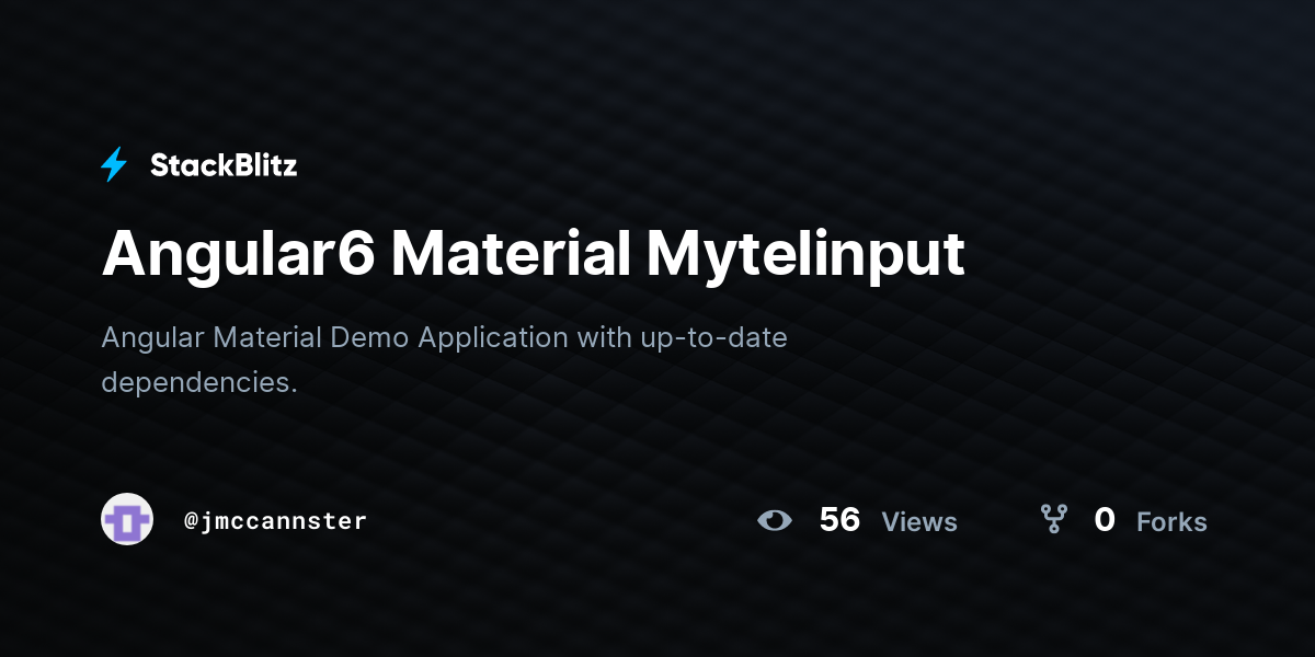 Angular6 Material Mytelinput - StackBlitz Angular6 Material Mytelinput - StackBlitz