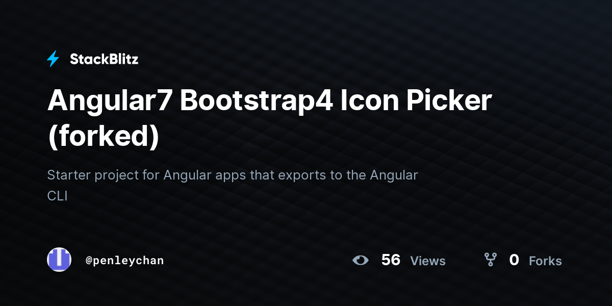 Angular7 Bootstrap4 Icon Picker (forked) - StackBlitz Angular7 Bootstrap4 Icon Picker (forked) - StackBlitz