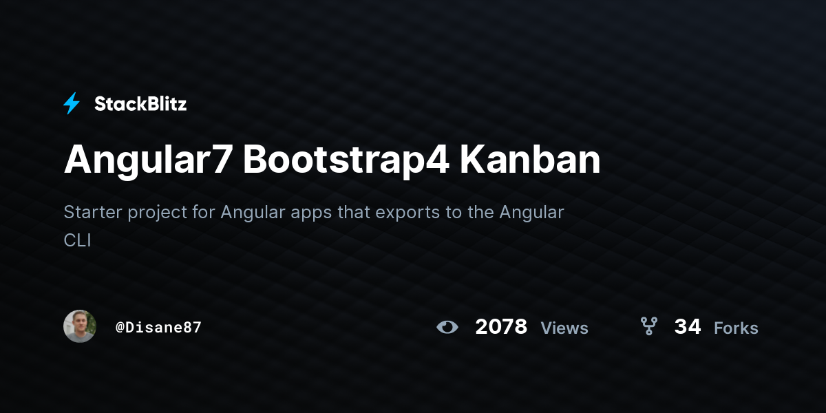 Angular7 Bootstrap4 Kanban Stackblitz 