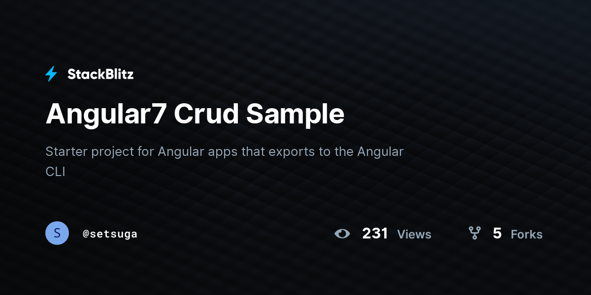 Angular7 Crud Sample - StackBlitz