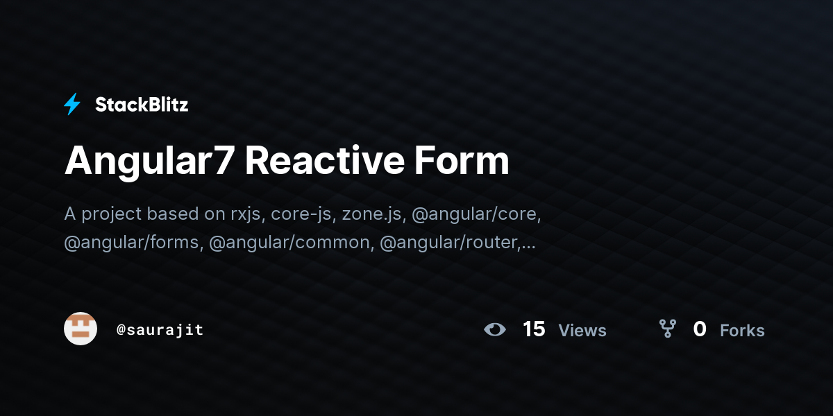 Angular7 Reactive Form - StackBlitz