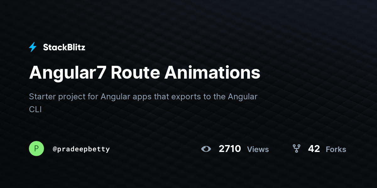 Angular7 Route Animations - StackBlitz
