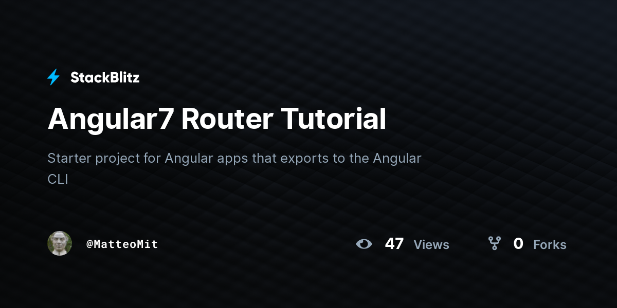 Angular7 Router Tutorial - StackBlitz