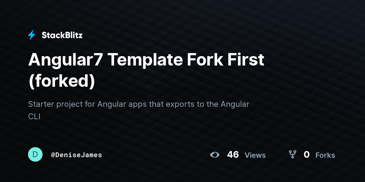 Angular7 Template Fork First (forked) - StackBlitz Angular7 Template Fork First (forked) - StackBlitz