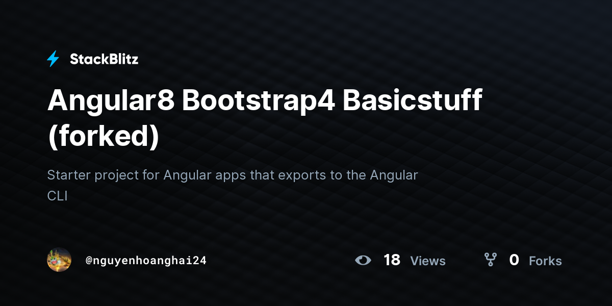 Angular8 Bootstrap4 Basicstuff Forked Stackblitz