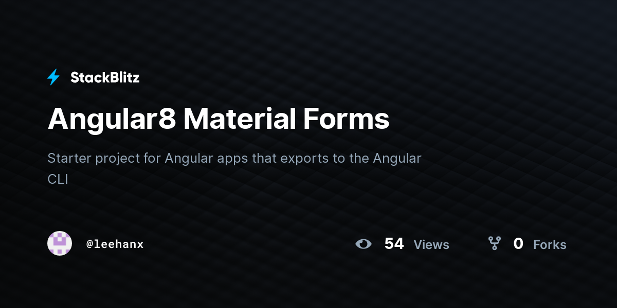 Angular8 Material Forms - StackBlitz