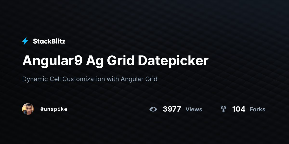 Angular9 Ag Grid Datepicker - StackBlitz