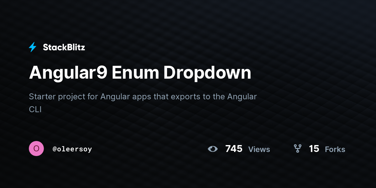 Angular9 Enum Dropdown - StackBlitz