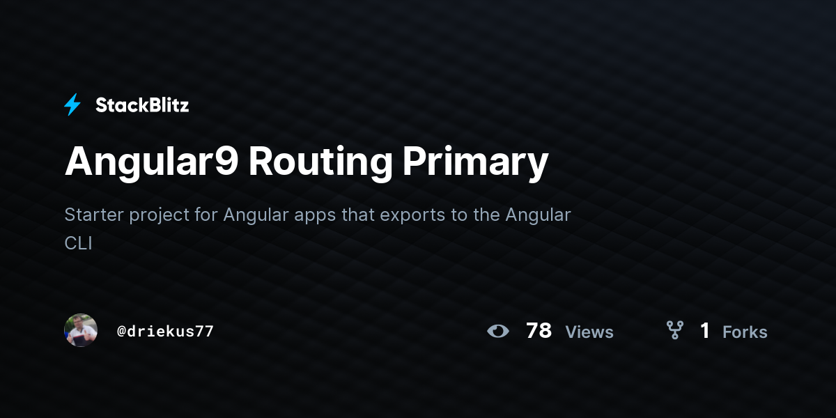 Angular9 Routing Primary - StackBlitz Angular9 Routing Primary - StackBlitz