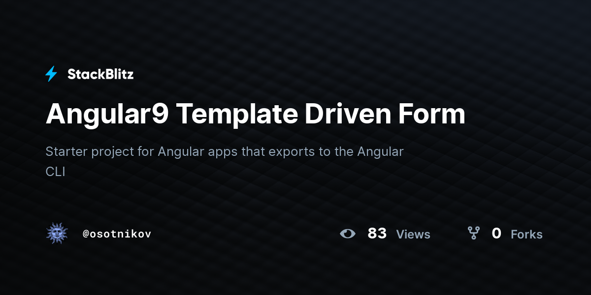 Angular9 Template Driven Form - StackBlitz