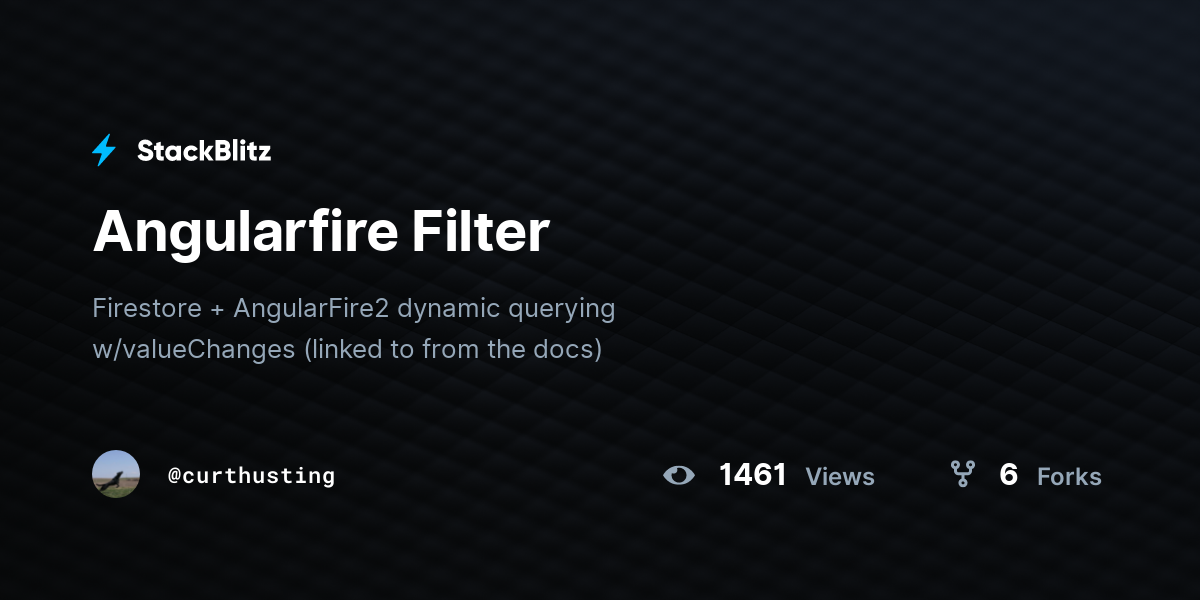 Angularfire Filter - StackBlitz Angularfire Filter - StackBlitz