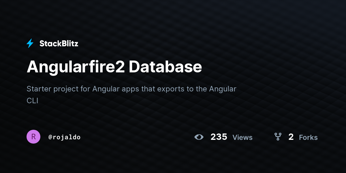 Angularfire2 Database - StackBlitz