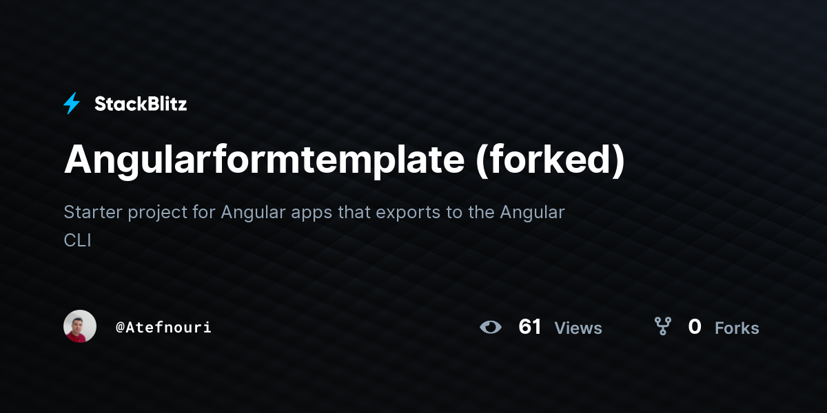 Angularformtemplate (forked) - StackBlitz Angularformtemplate (forked) - StackBlitz