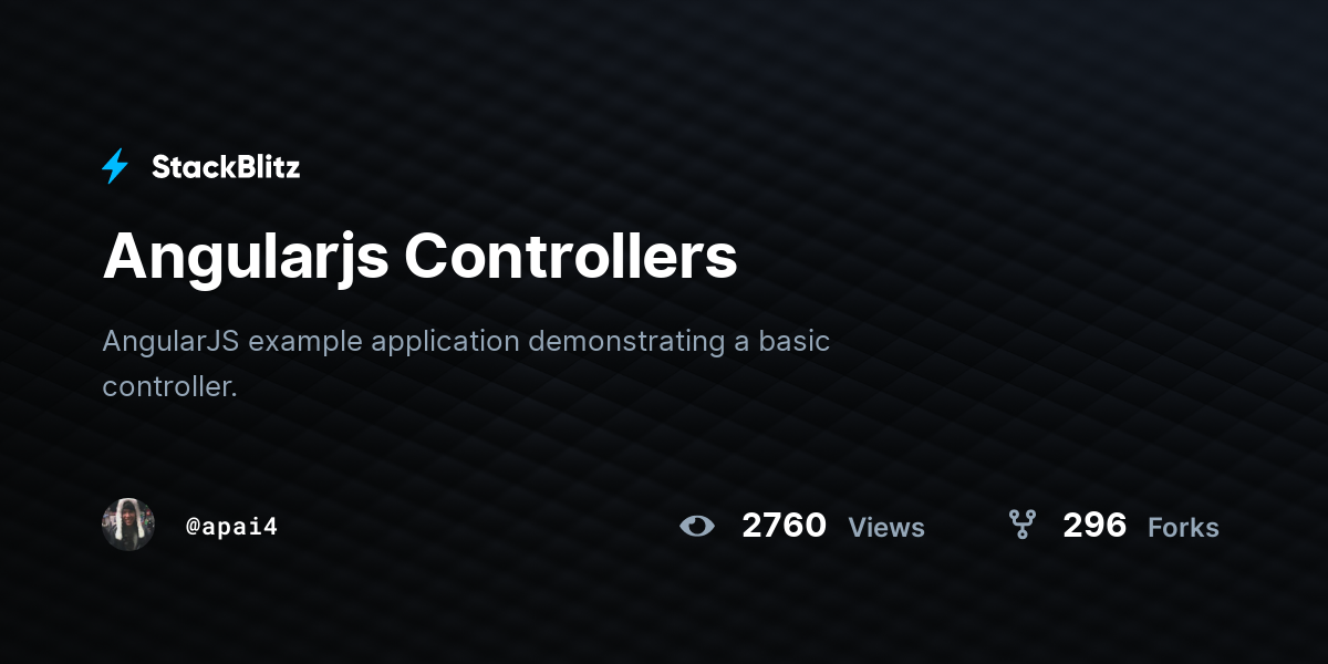 Angularjs Controllers - StackBlitz Angularjs Controllers - StackBlitz