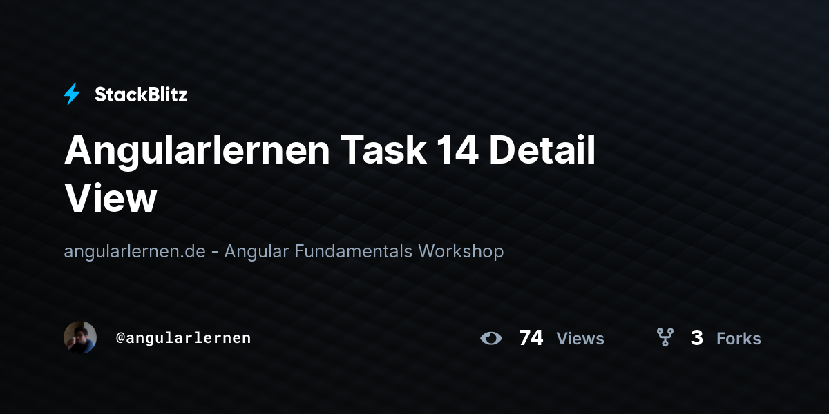 Angularlernen Task 14 Detail View - StackBlitz