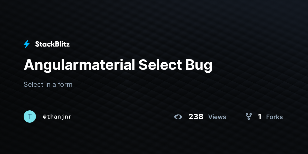 Angularmaterial Select Bug Stackblitz