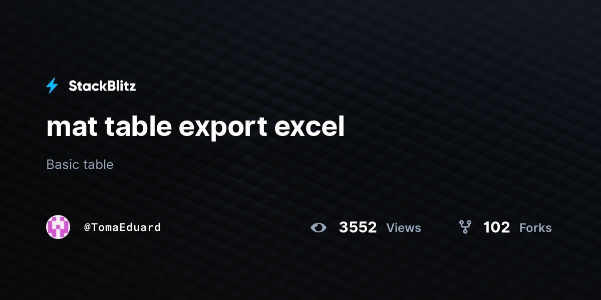 Mat Table Export Excel StackBlitz
