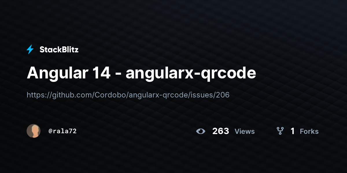 Angular 14 Angularx Qrcode Stackblitz