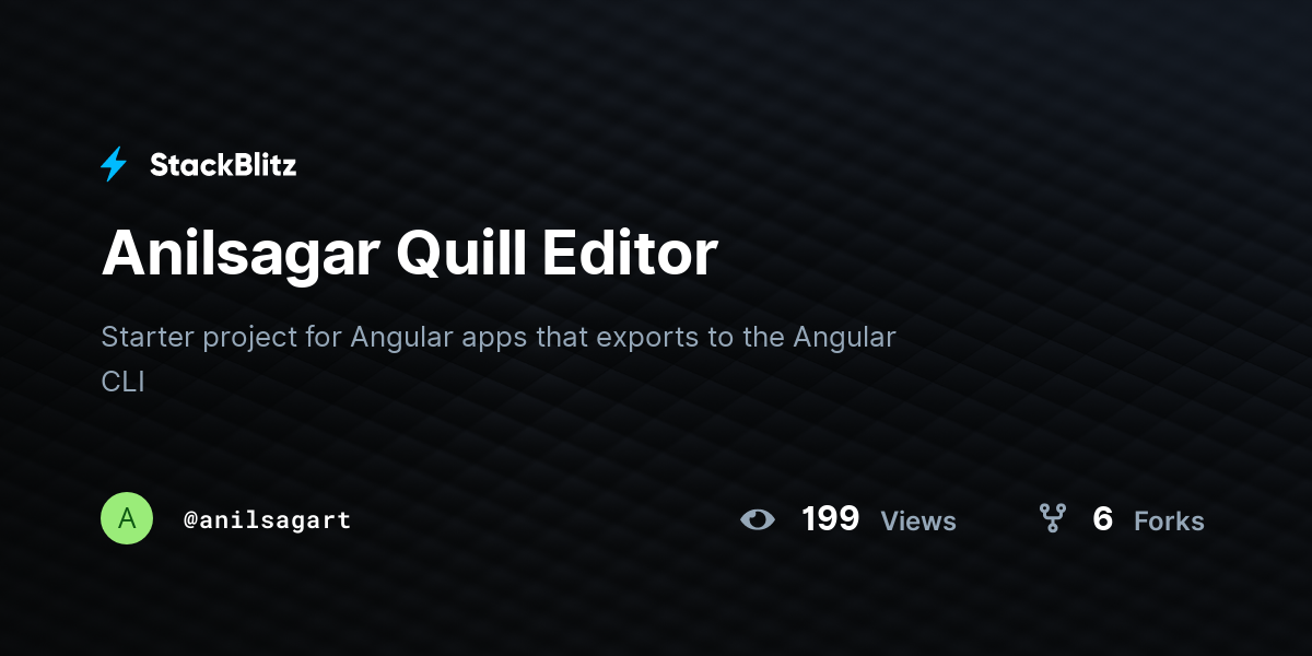 Anilsagar Quill Editor - StackBlitz