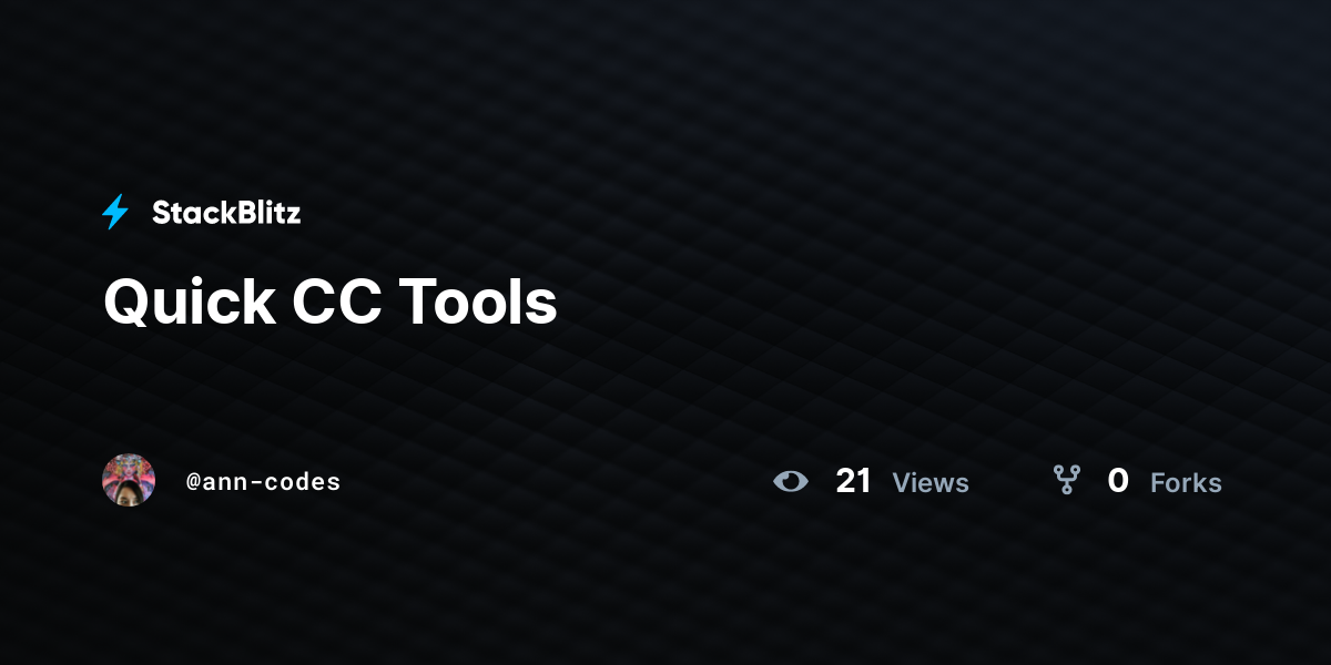 Quick CC Tools - StackBlitz
