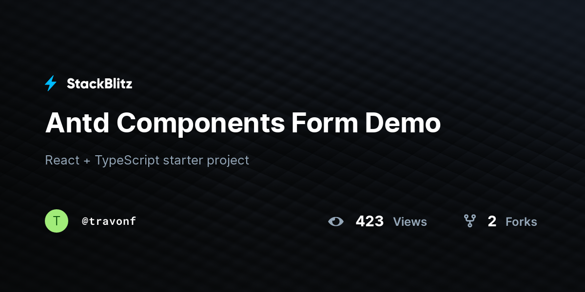 Antd Components Form Demo - StackBlitz