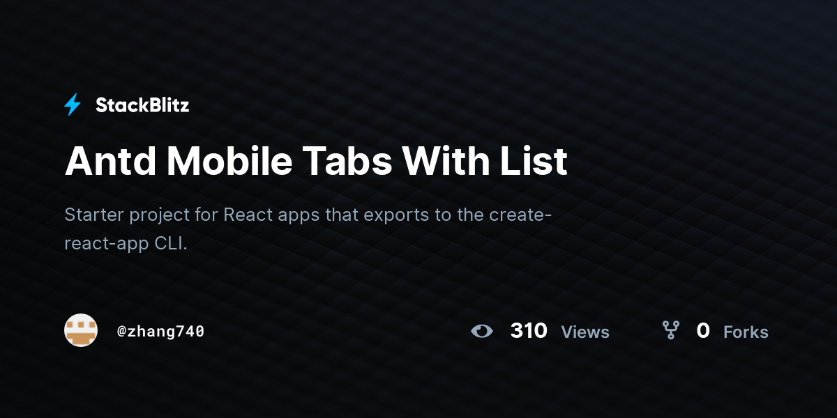 Antd Mobile Tabs With List - StackBlitz