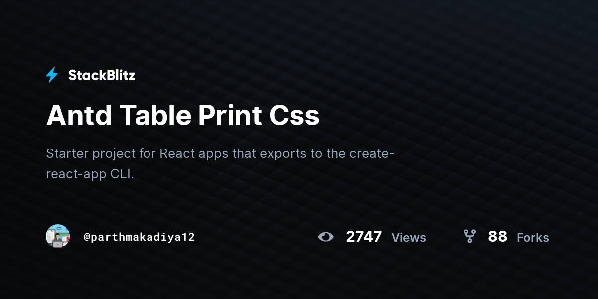 Antd Table Print Css - StackBlitz Antd Table Print Css - StackBlitz