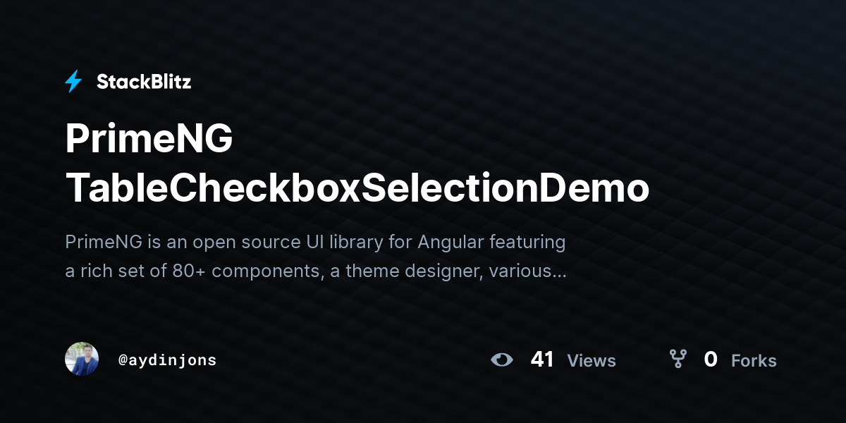 PrimeNG TableCheckboxSelectionDemo - StackBlitz