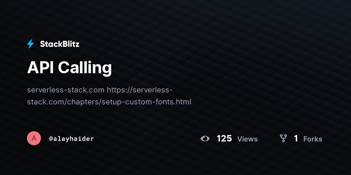 API Calling - StackBlitz