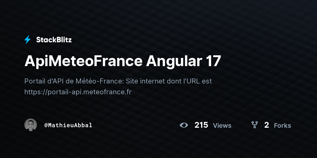 ApiMeteoFrance Angular 17 - StackBlitz