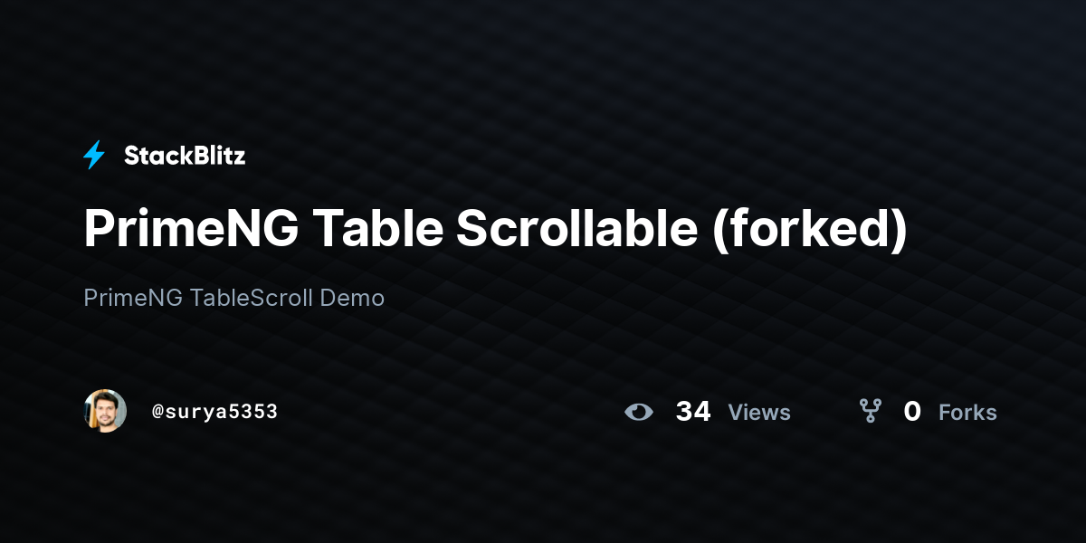 PrimeNG Table Scrollable (forked) - StackBlitz