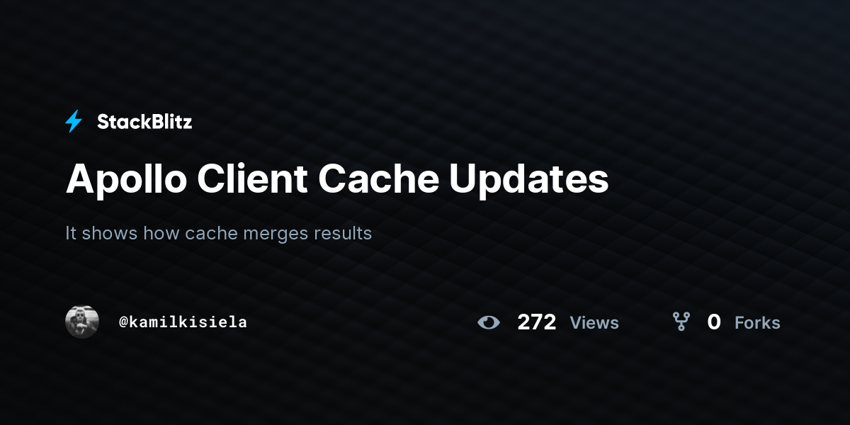 Apollo Client Cache Updates - StackBlitz Apollo Client Cache Updates - StackBlitz