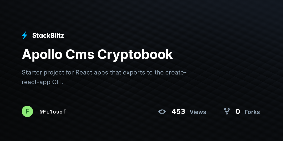 Apollo Cms Cryptobook - StackBlitz