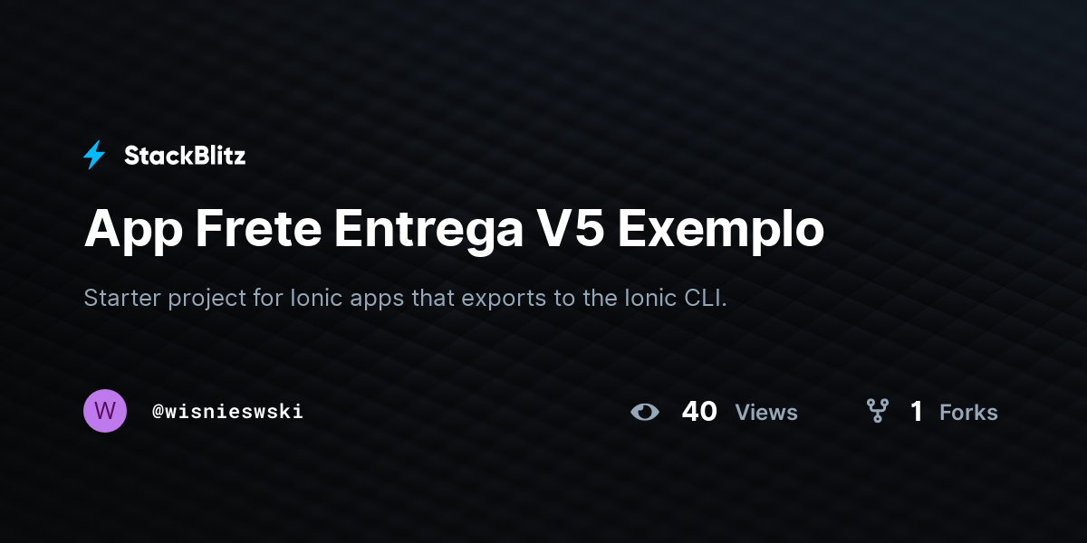 App Frete Entrega V5 Exemplo - StackBlitz