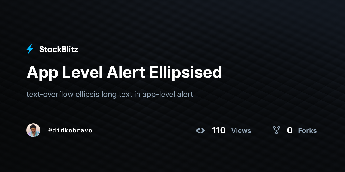 App Level Alert Ellipsised Stackblitz