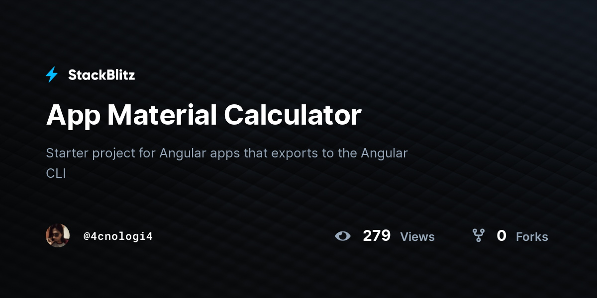 App Material Calculator - StackBlitz
