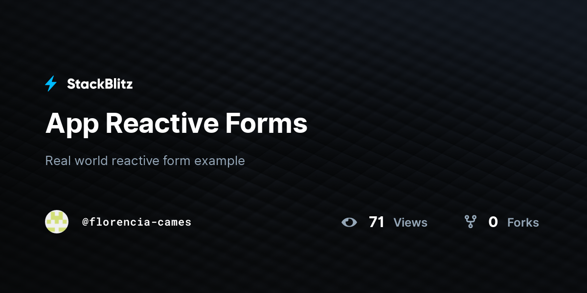 App Reactive Forms - StackBlitz App Reactive Forms - StackBlitz