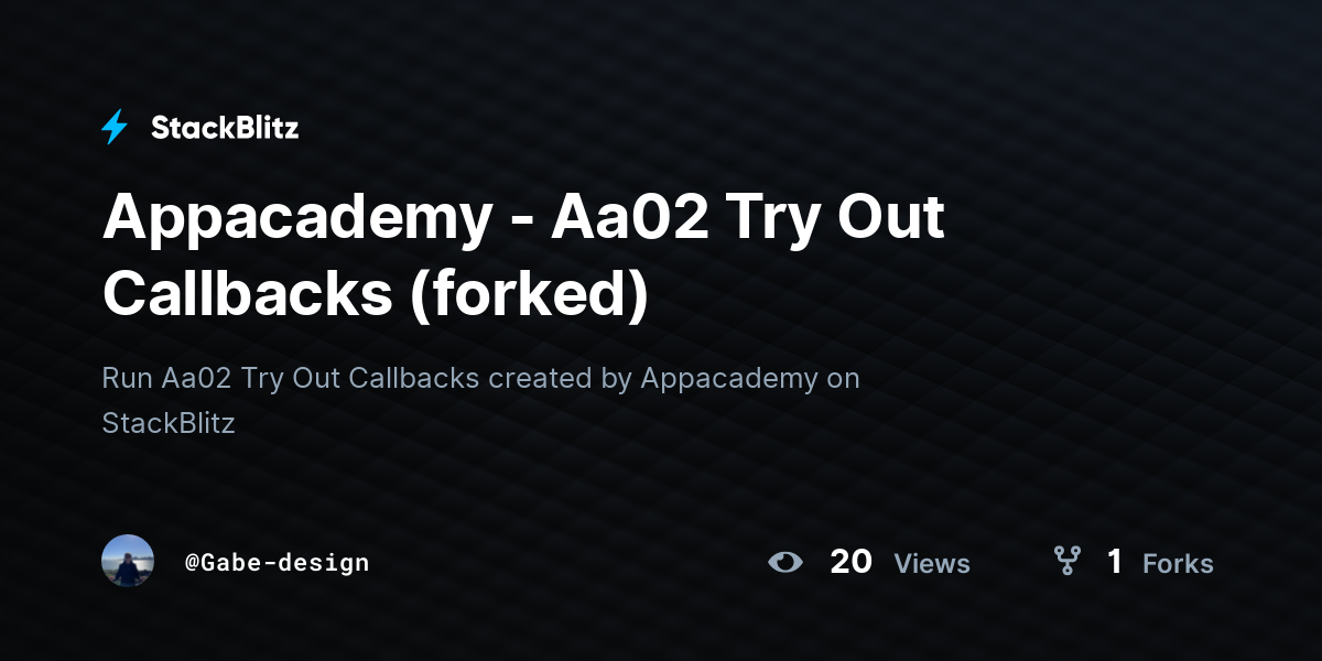 Appacademy - Aa02 Try Out Callbacks (forked) - StackBlitz