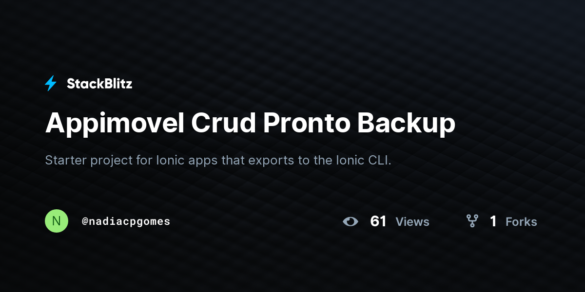 Appimovel Crud Pronto Backup - StackBlitz