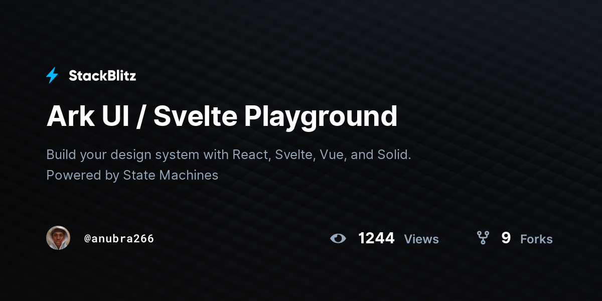 Ark UI / Svelte Playground - StackBlitz