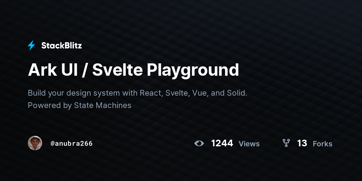 Ark UI / Svelte Playground - StackBlitz