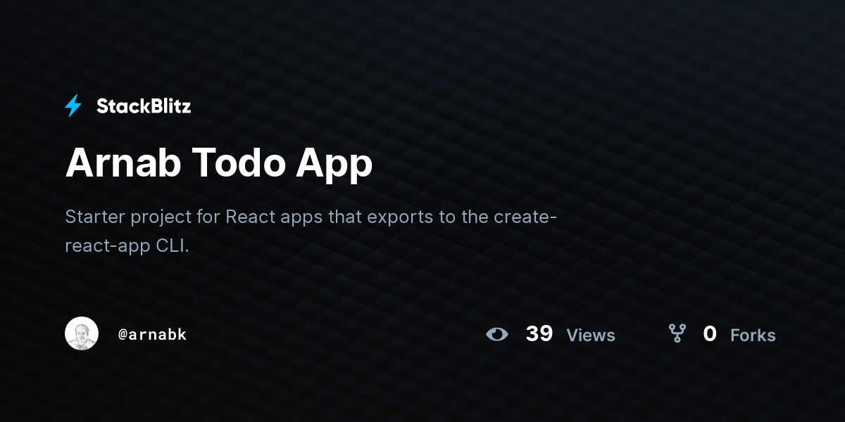 Arnab Todo App - StackBlitz Arnab Todo App - StackBlitz