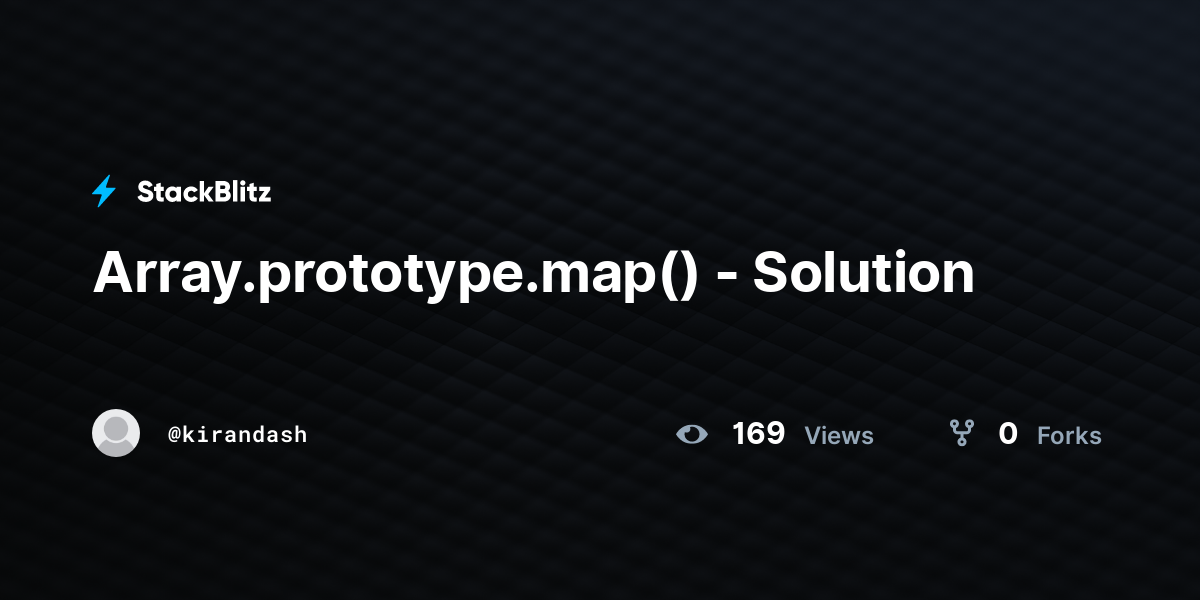 Array.prototype.map() - Solution - StackBlitz Array.prototype.map() - Solution - StackBlitz